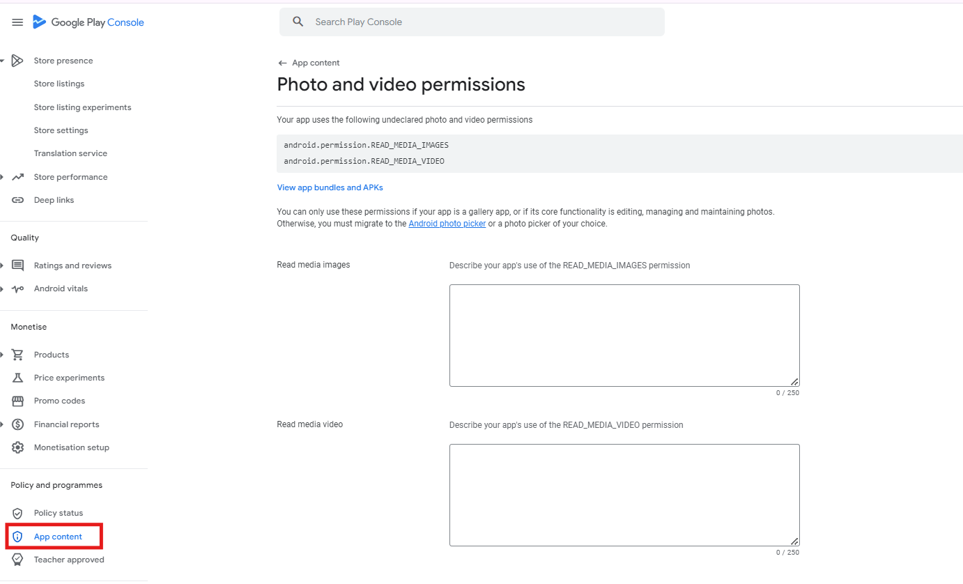 Google's Photo and Video Permissions policy